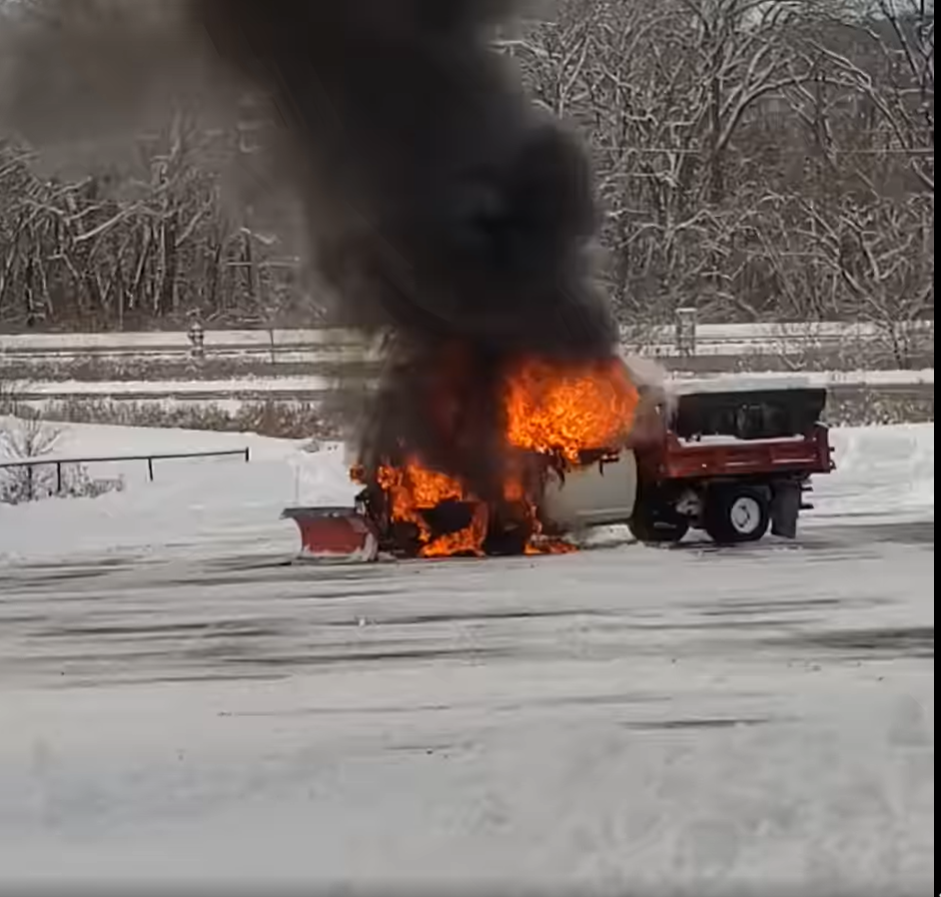 Snow plow burns outside of Boynton Middle School - The Ithaca Voice