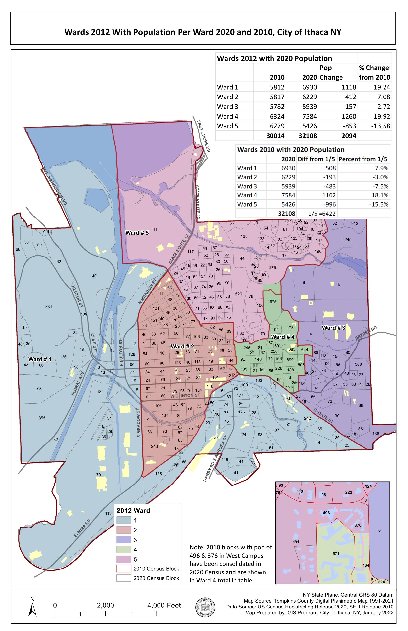 wardsmap w pop 2020 and ward labels - The Ithaca Voice